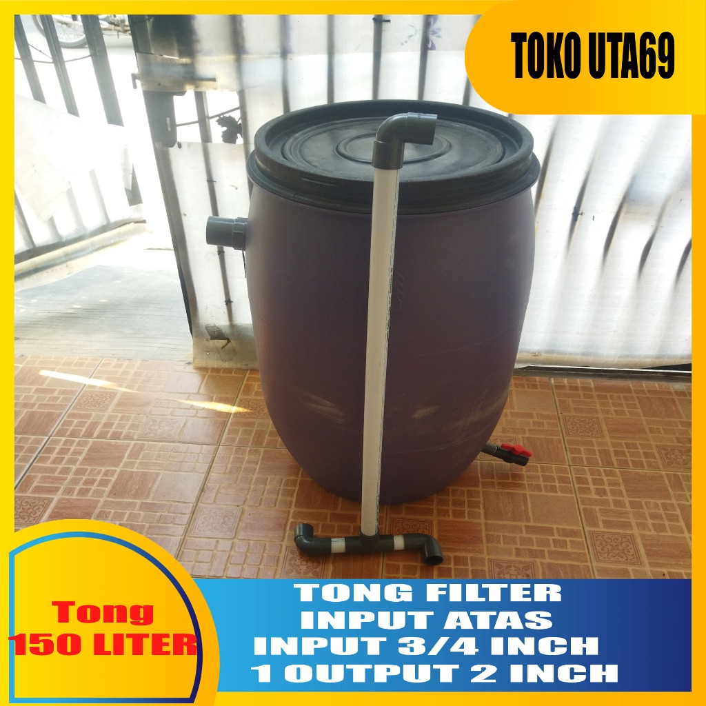Jual Tong filter kolam ikan koi ukuran 150 Liter input 3/4 inch, 1 ...