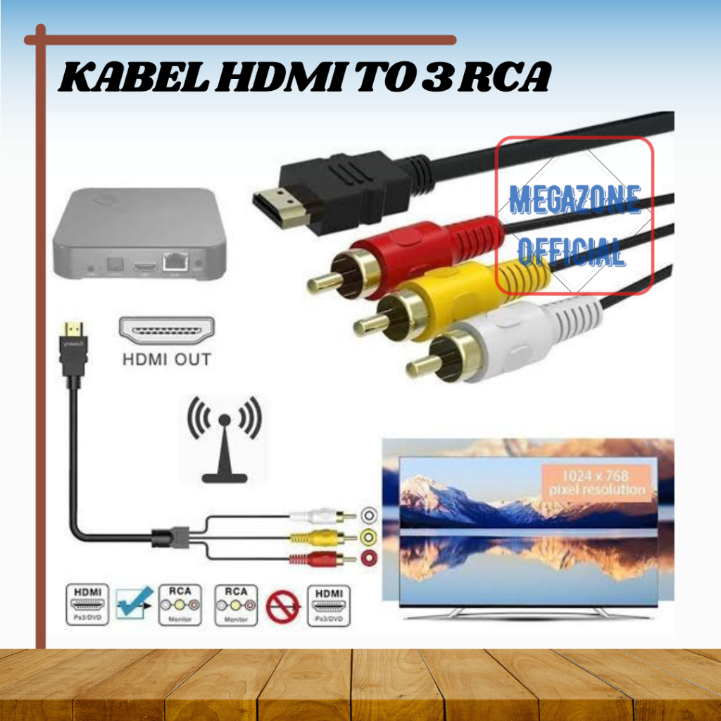 Jual Kabel cable HDMI to 3 RCA 1.5M HDMI to AV | Shopee Indonesia