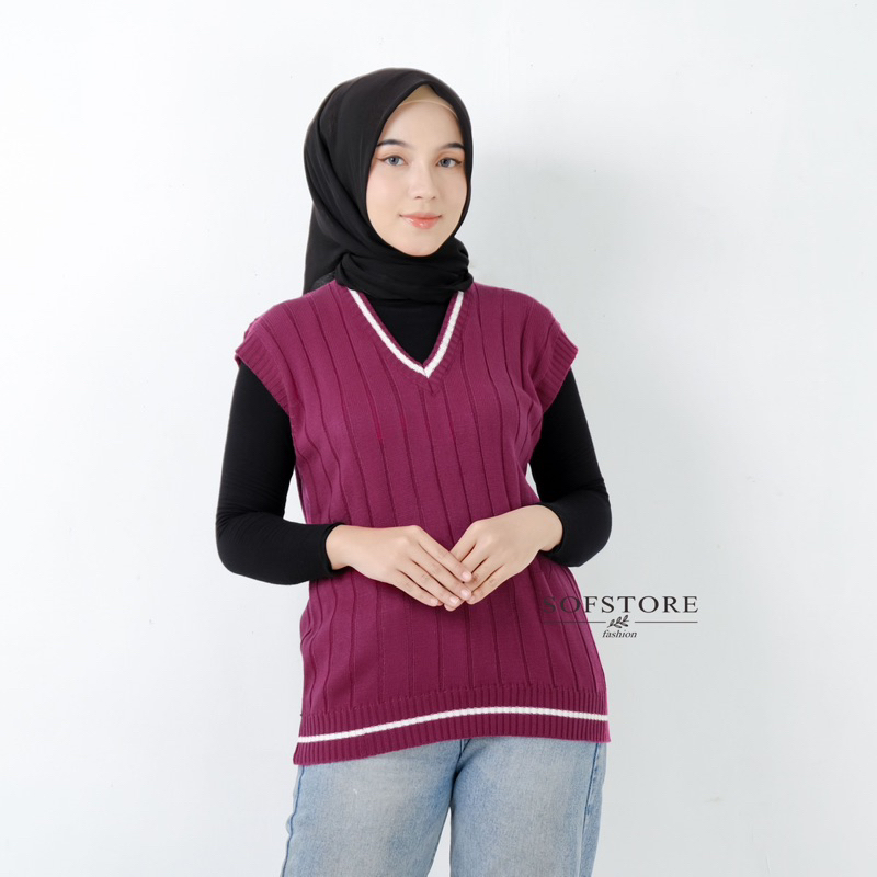 Jual Rompi Vest stripe Rajut Premium Unisex / Rompi wanita / rompi pria ...