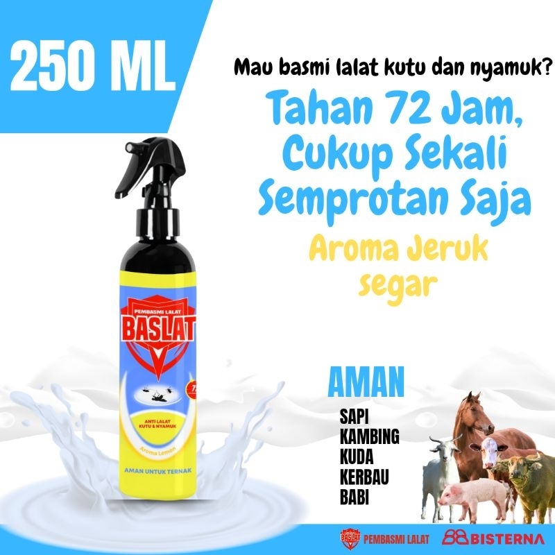 Jual Baslat 250ml obat lalat kutu dan nyamuk pada sapi kambing kuda ...
