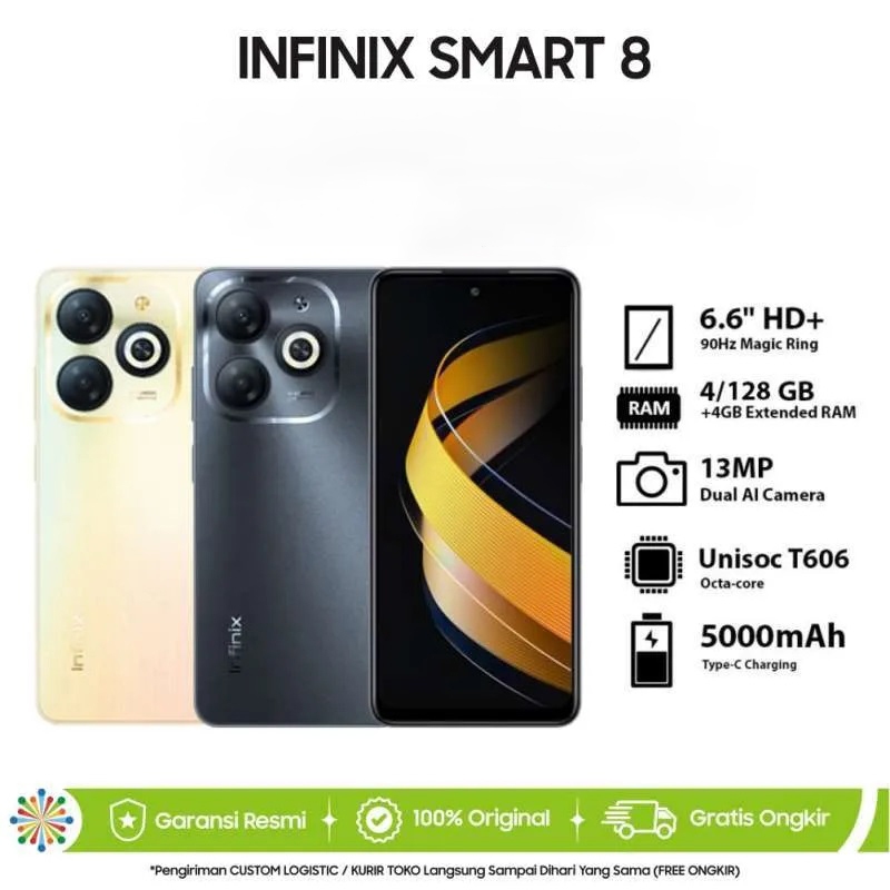 Jual Infinix Smart 8 3/64GB | 4/128GB - Up to 8GB Extended RAM (GARANSI ...