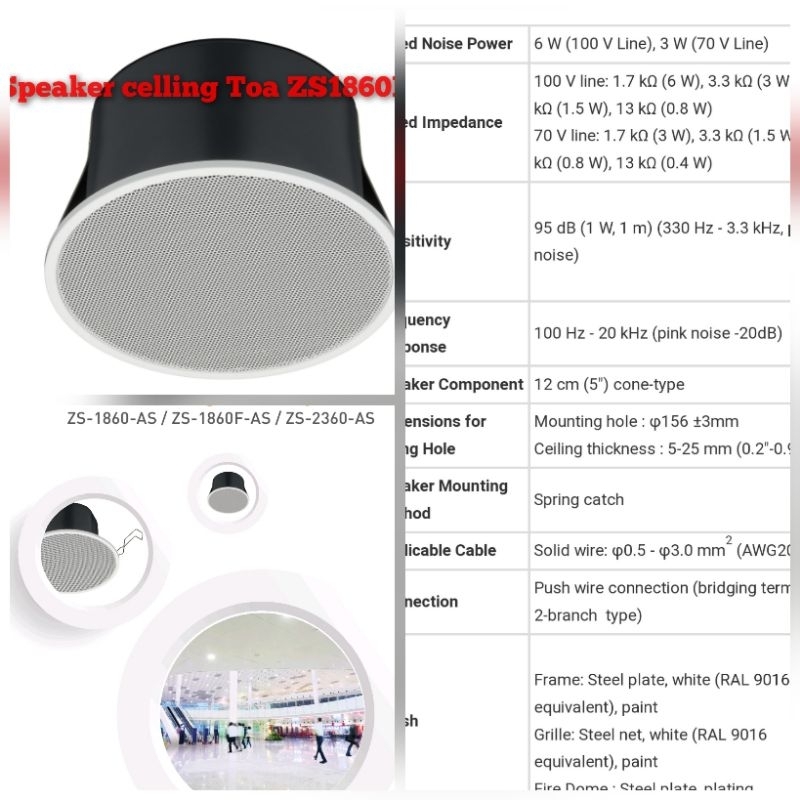 Jual jual celling speaker Toa ZS1860F ZS-1860F ZS1860 F 6watt | Shopee Indonesia