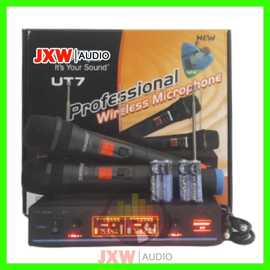 Jual MIC WIRELESS UT 7 / MICROPHONE DOUBLE WIRELESS UT-7 / MIC UT7 | Shopee Indonesia