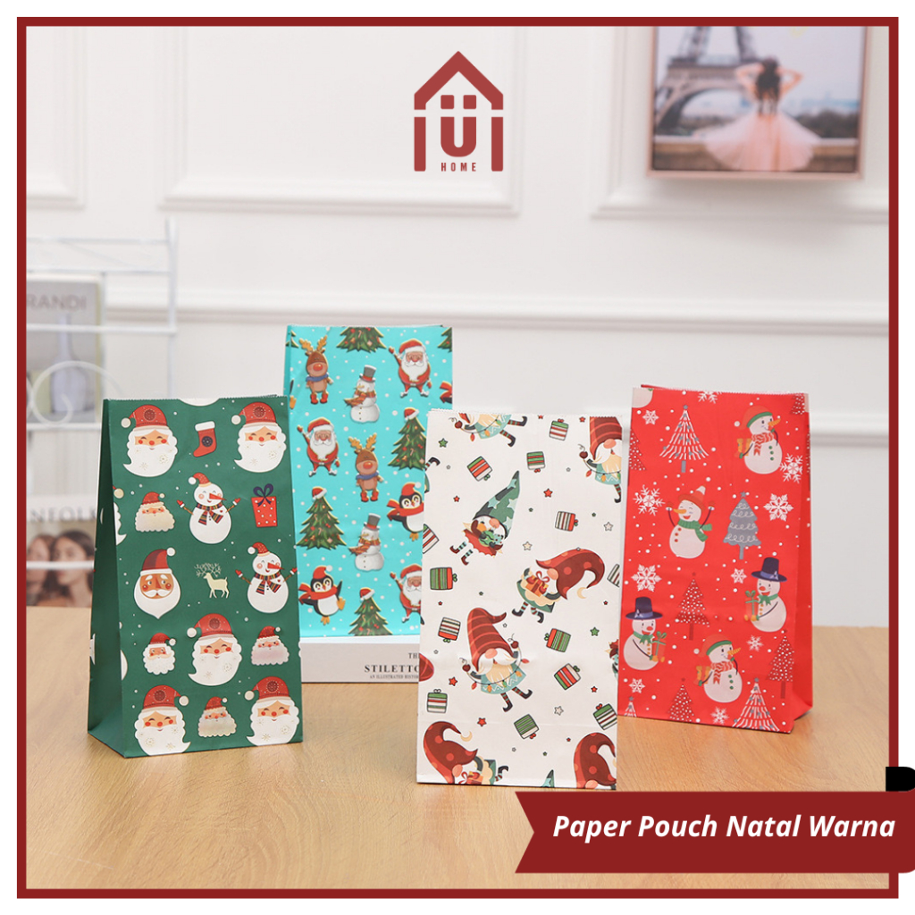 Jual UNISO - PAPER BAG NATAL WARNA WARNI PAPER POUCH CHRISTMAS GIFT ...
