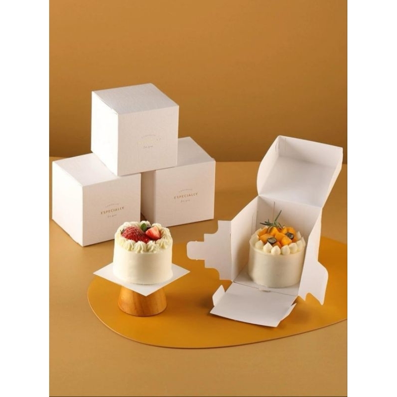 Jual 10pcs mini korean cake box dessert box dus kue mini packaging kue ...