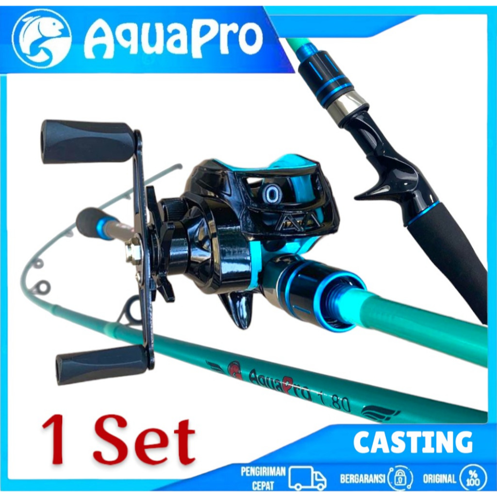 Jual Aquapro Paket Alat Pancing Ikan Joran Pancing BaitCasting Fishing Rod Reel Pancing Bait ...