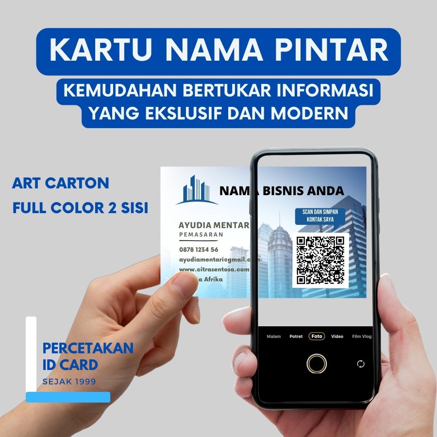 Jual Cetak Kartu Nama Pintar | Art Carton QR Code Ekslusif Modern | Shopee Indonesia