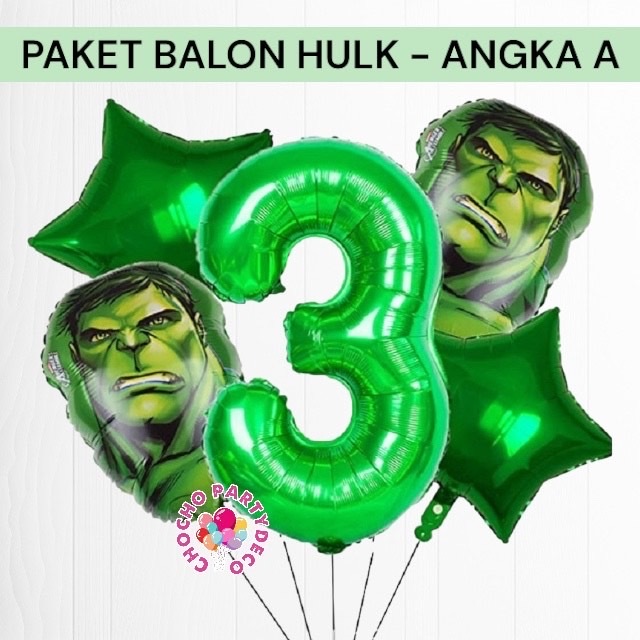 Jual Paket Balon HULK Angka A / Dekorasi Ulang Tahun Hulk Avengers ...
