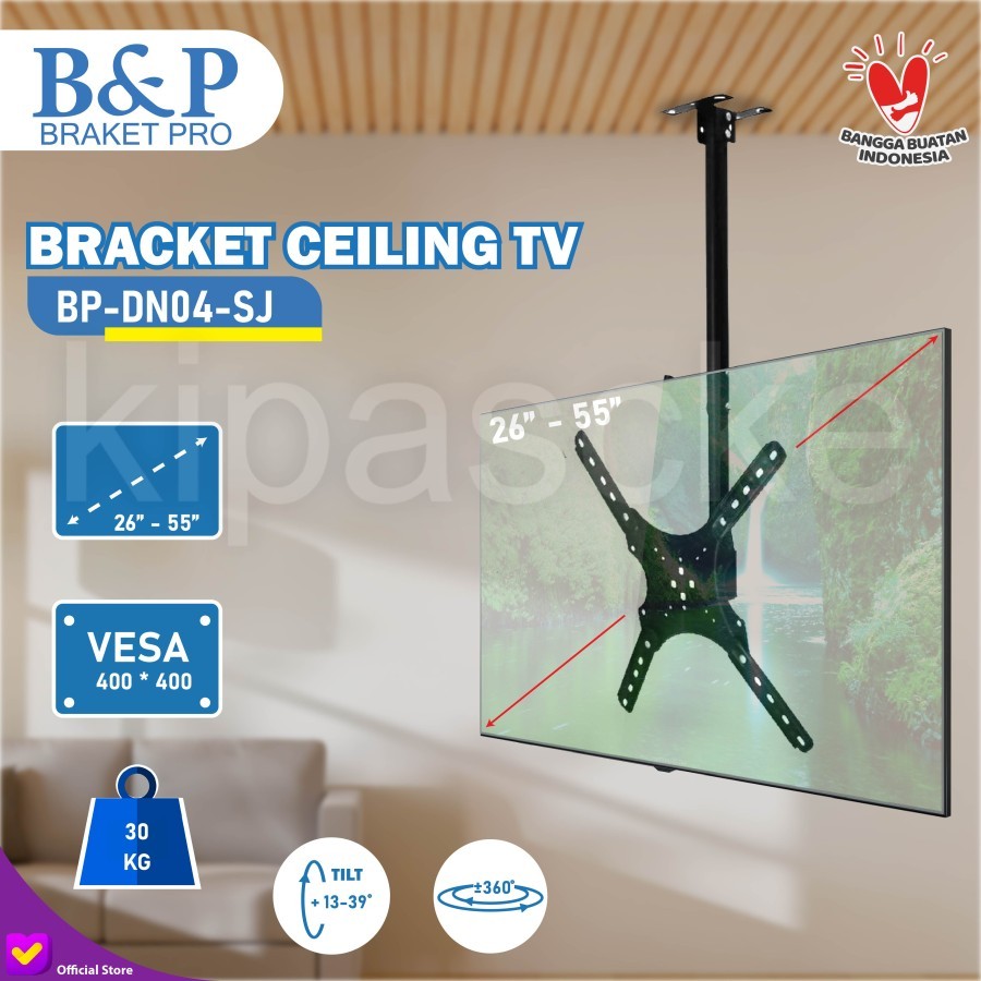 Jual Bracket Pro Braket TV Gantung Plafon Ceiling 26"-55" Inch Swivel ...