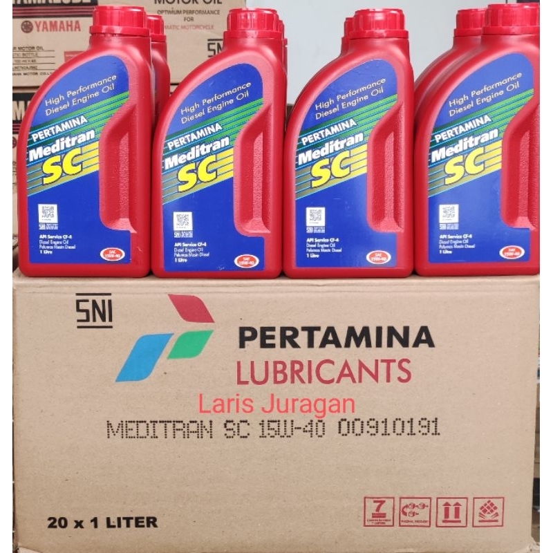 Jual OLI PERTAMINA MEDITRAN SC 1 Liter 15W-40 diesel 1 dus (20 botol ...