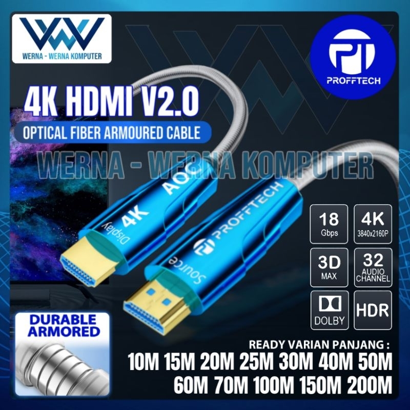 Jual KABEL HDMI FIBER OPTIC V2.0 4K LAPIS BAJA ARMOURED 10 METER AOC OPTIK PROFFTECH | Shopee ...