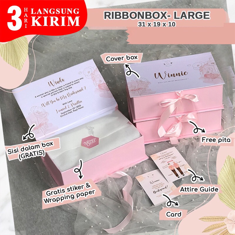 Jual RIBBON BOX pita - Bridesmaid box Mika Tas Wedding Paperbag | Shopee Indonesia