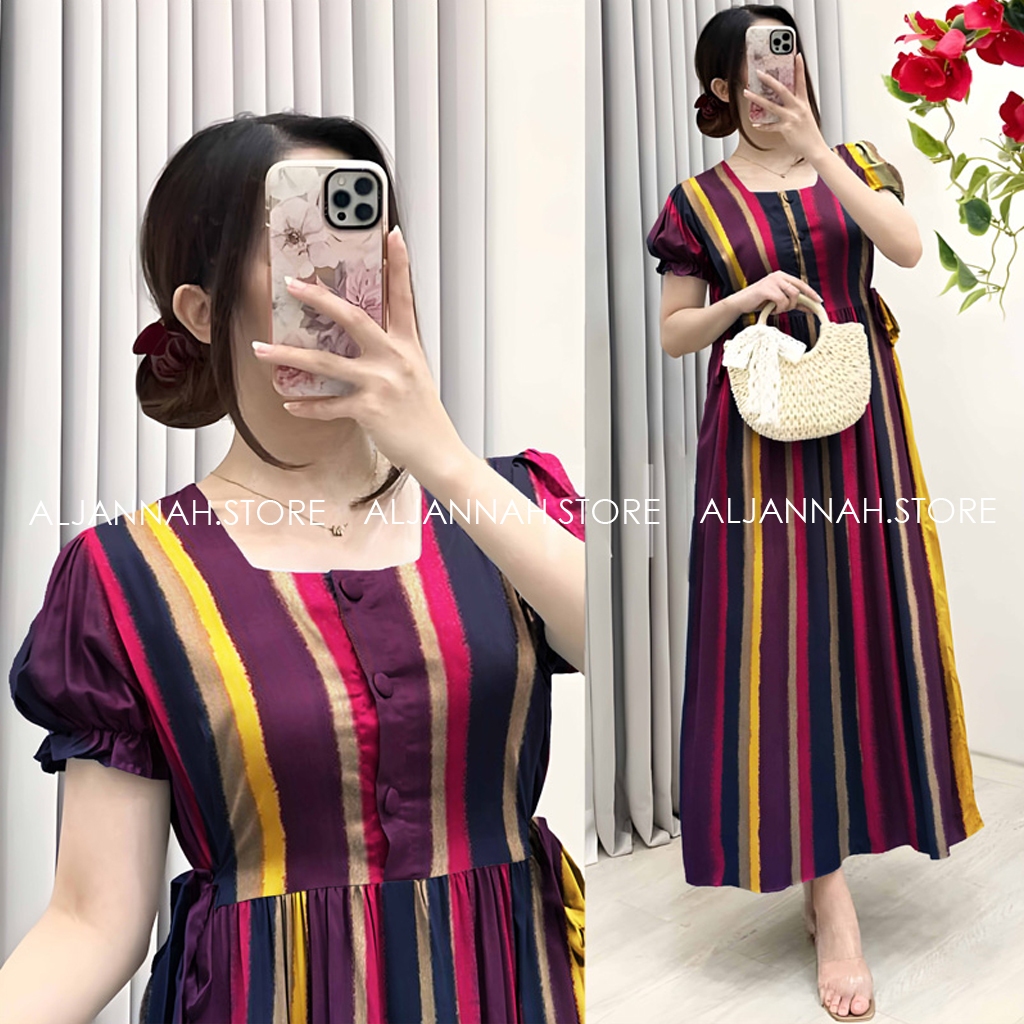 Jual LONG CHERRY DRESS | DASTER PANJANG SEMATA KAKI TALI SAMPING BUMIL ...