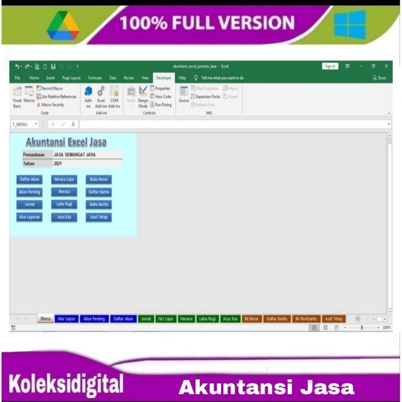 Jual Program Aplikasi Akuntansi Laporan Keuangan Jasa Versi Excel Plus ...