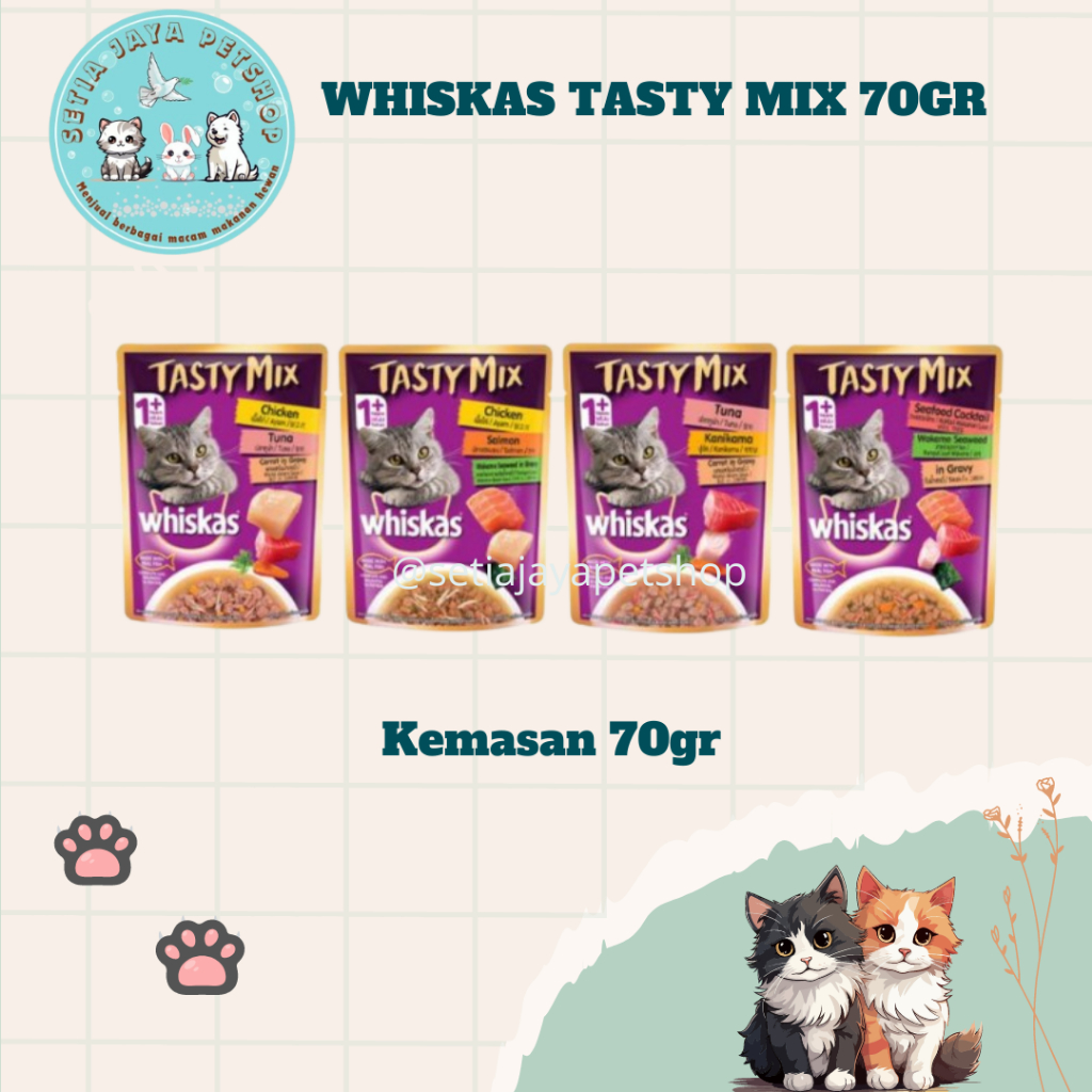 Jual Makanan Kucing - Whiskas Tasty Mix Sachet 70gr | Shopee Indonesia