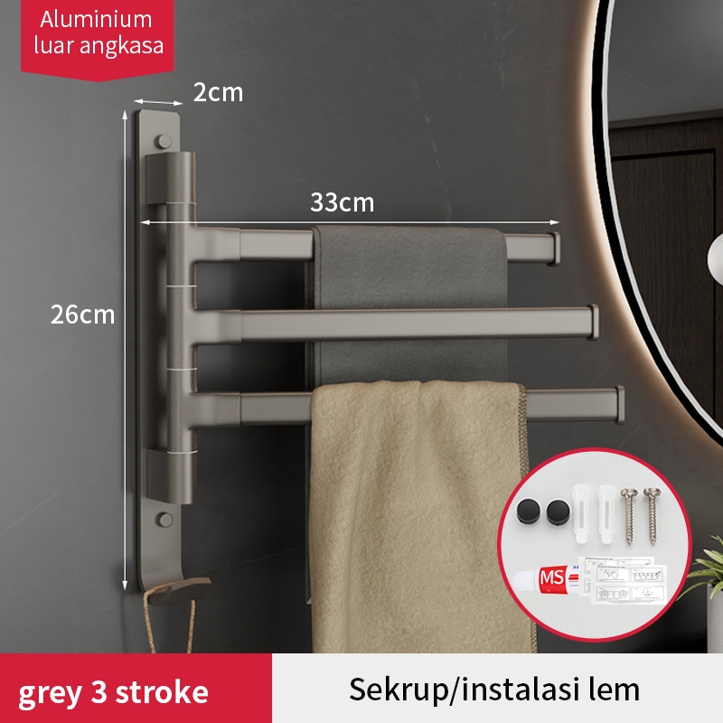 Jual ( Best Deal ) COD Rak Gantungan Handuk Stainless Besi alumunium 3 ...