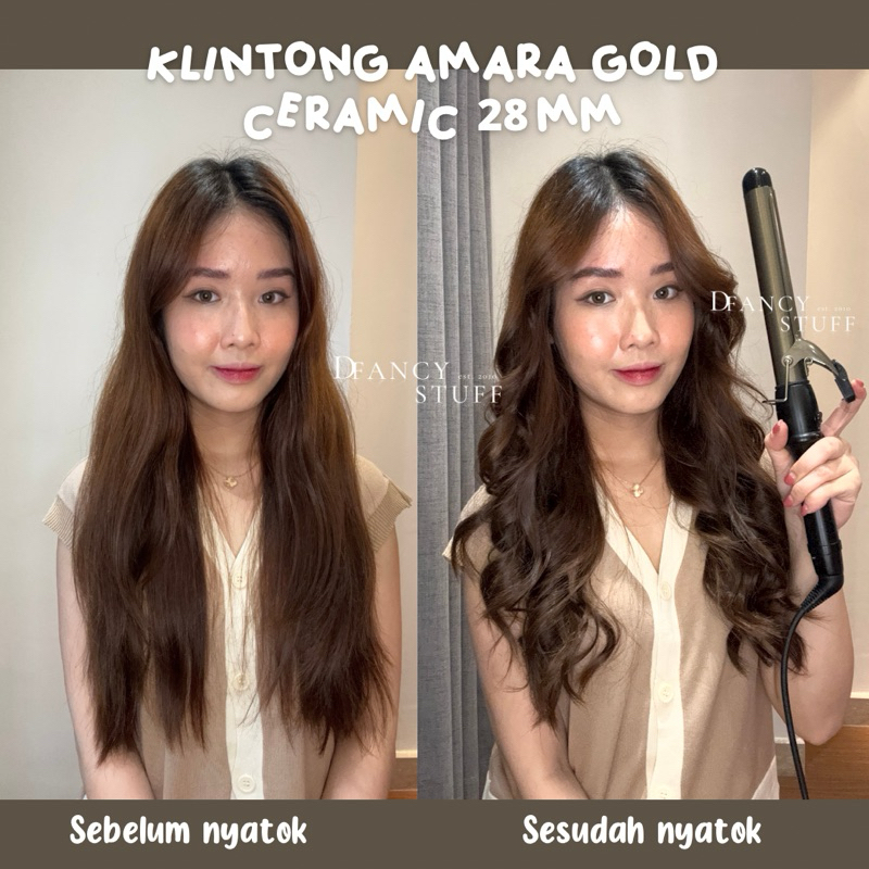 Jual Klintong Amara Gold Ceramic 28mm 32mm 38mm Original - Catokan Curly Keriting Rambut ...