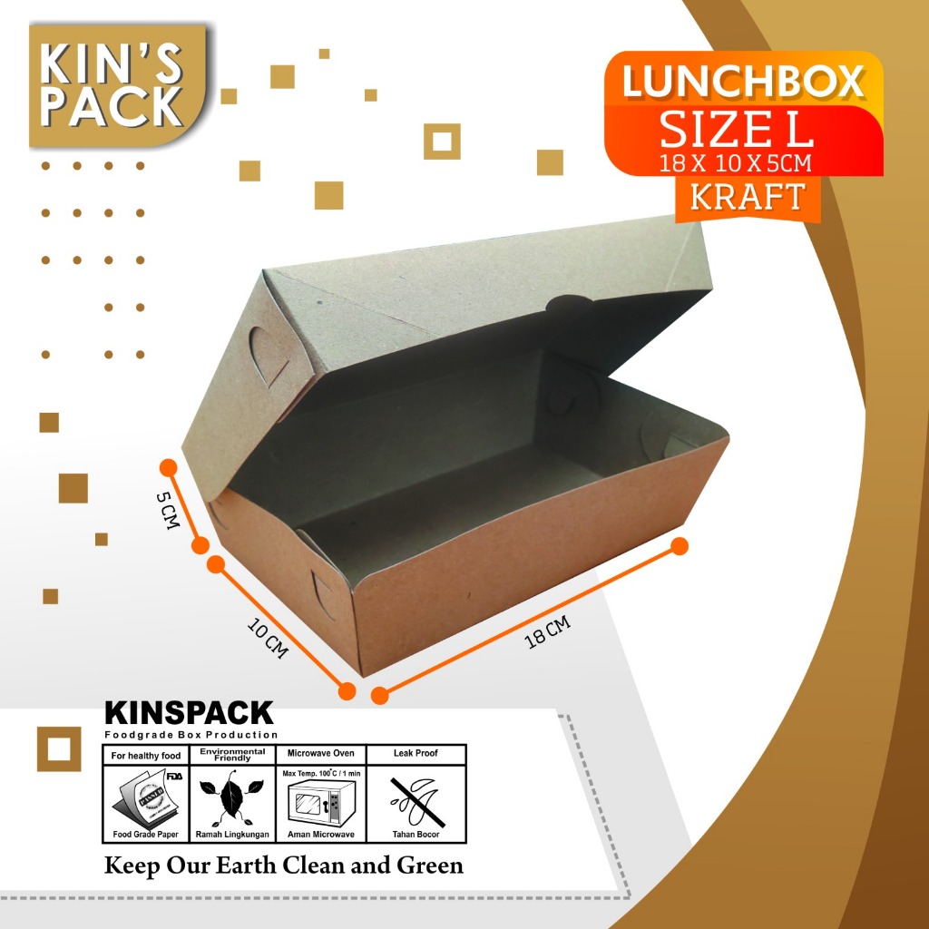 Jual Paper Lunch Box Kraft / Craft L Laminasi PE Model Lipatan / Selip ...