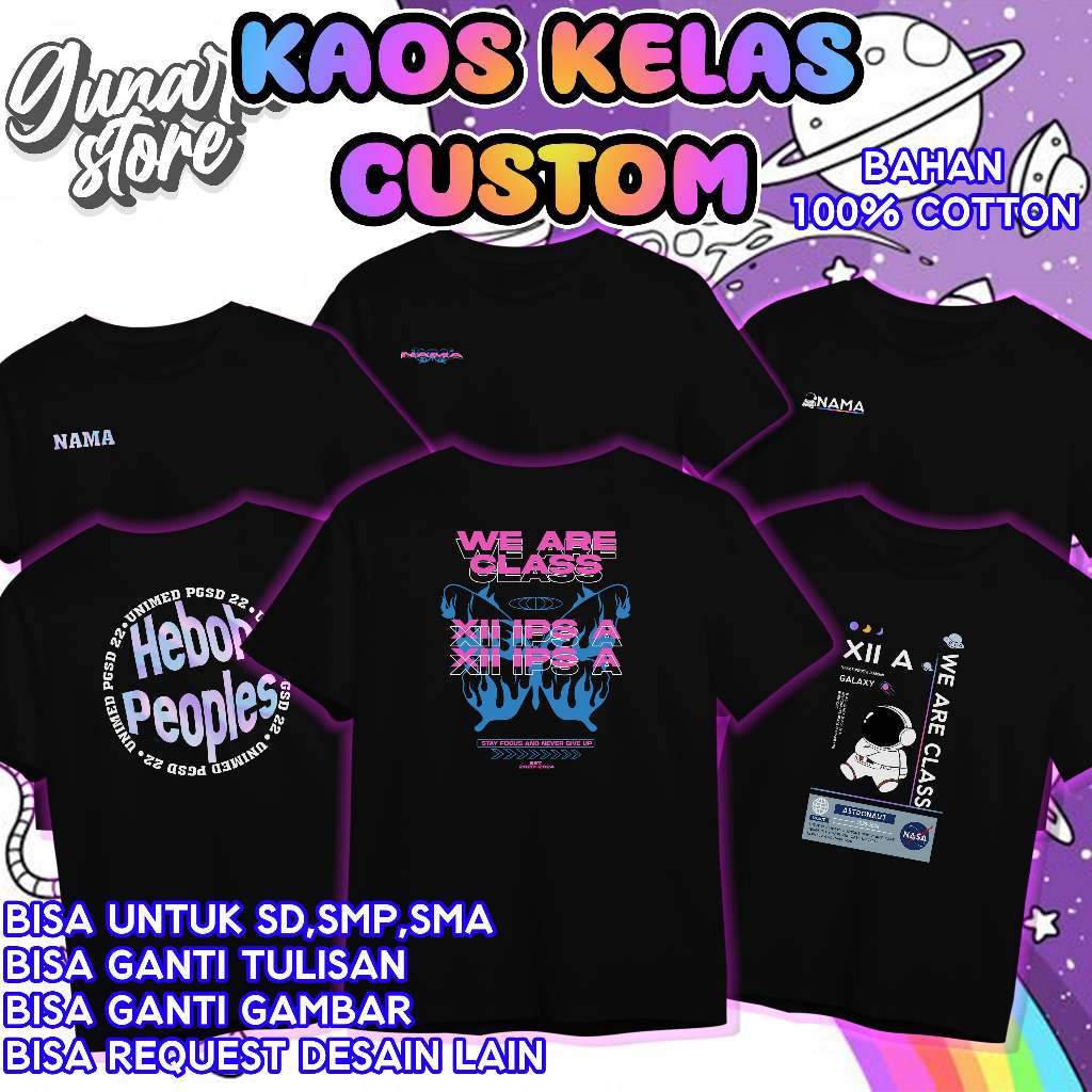 Jual Gunara Kaos Kelas Custom Bebas Ganti Foto dan Tulisan | Shopee Indonesia