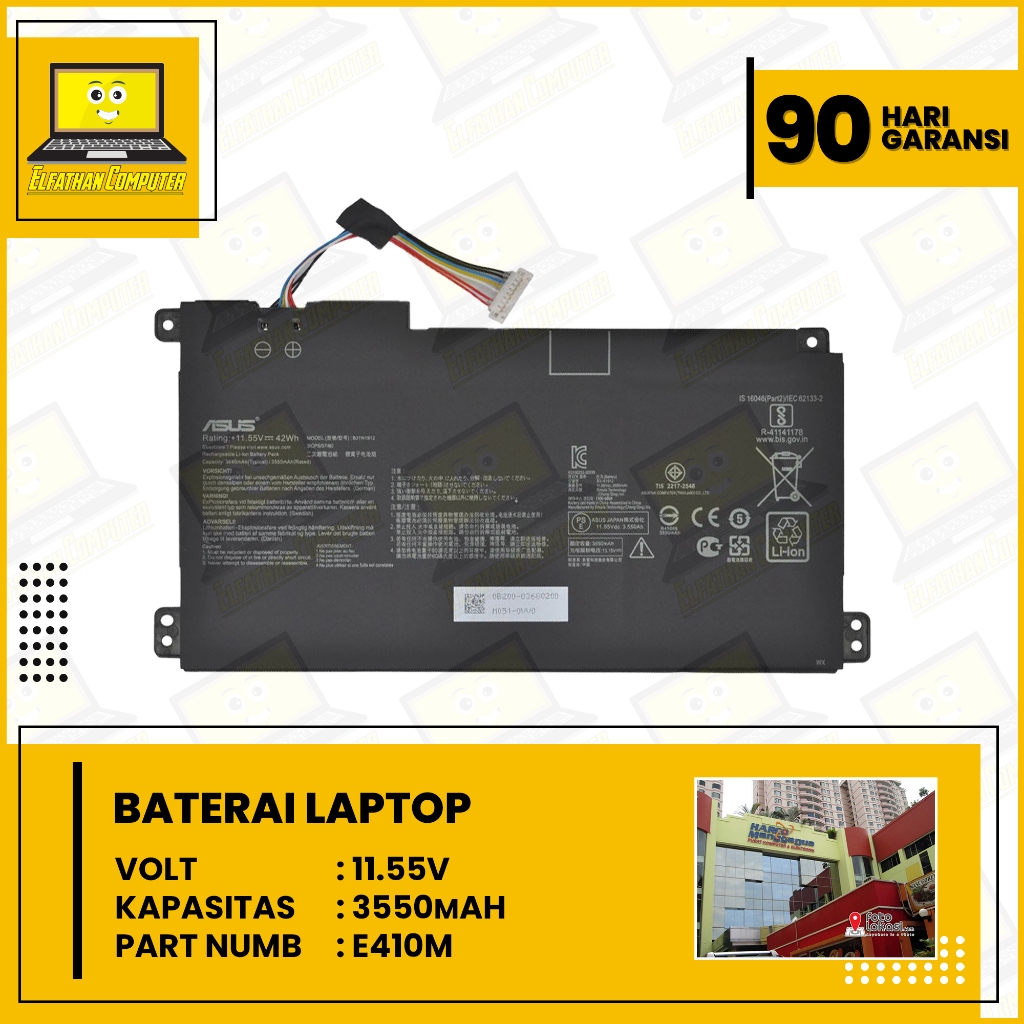 Jual Baterai Laptop Asus VivoBook 14 E410, E410M, E410MA, E410KA, E510MA (C31N1912) | Shopee ...