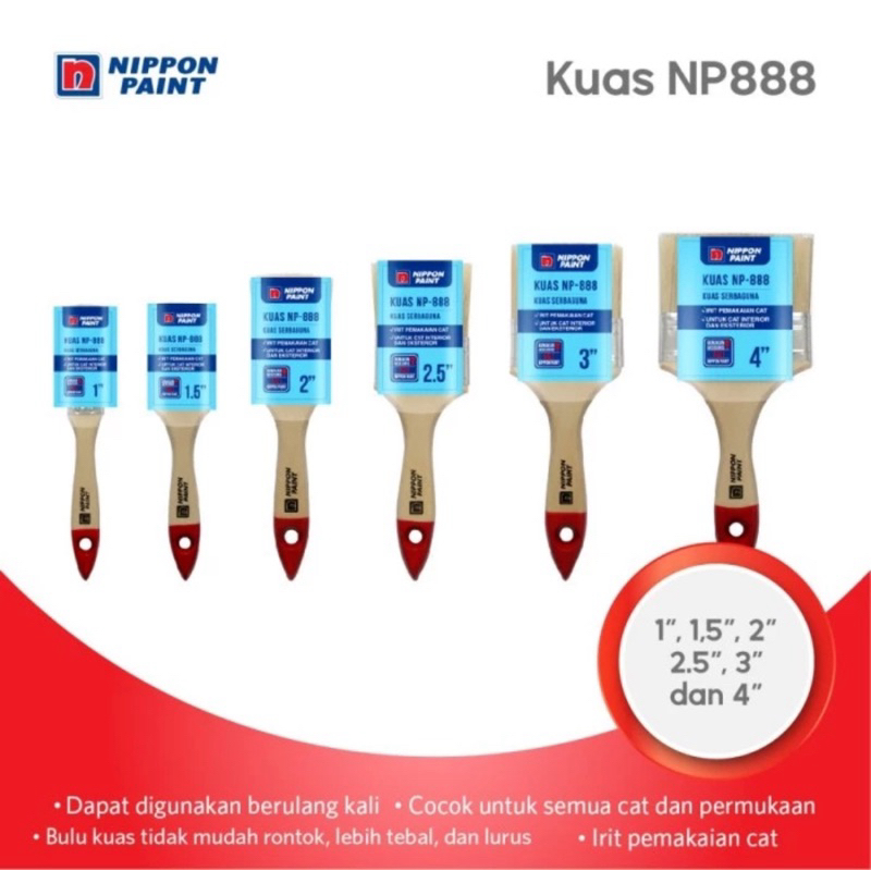 Jual Kuas Cat 1 / 2 / 3 / 4 / 6 inch Nippon Paint | Shopee Indonesia