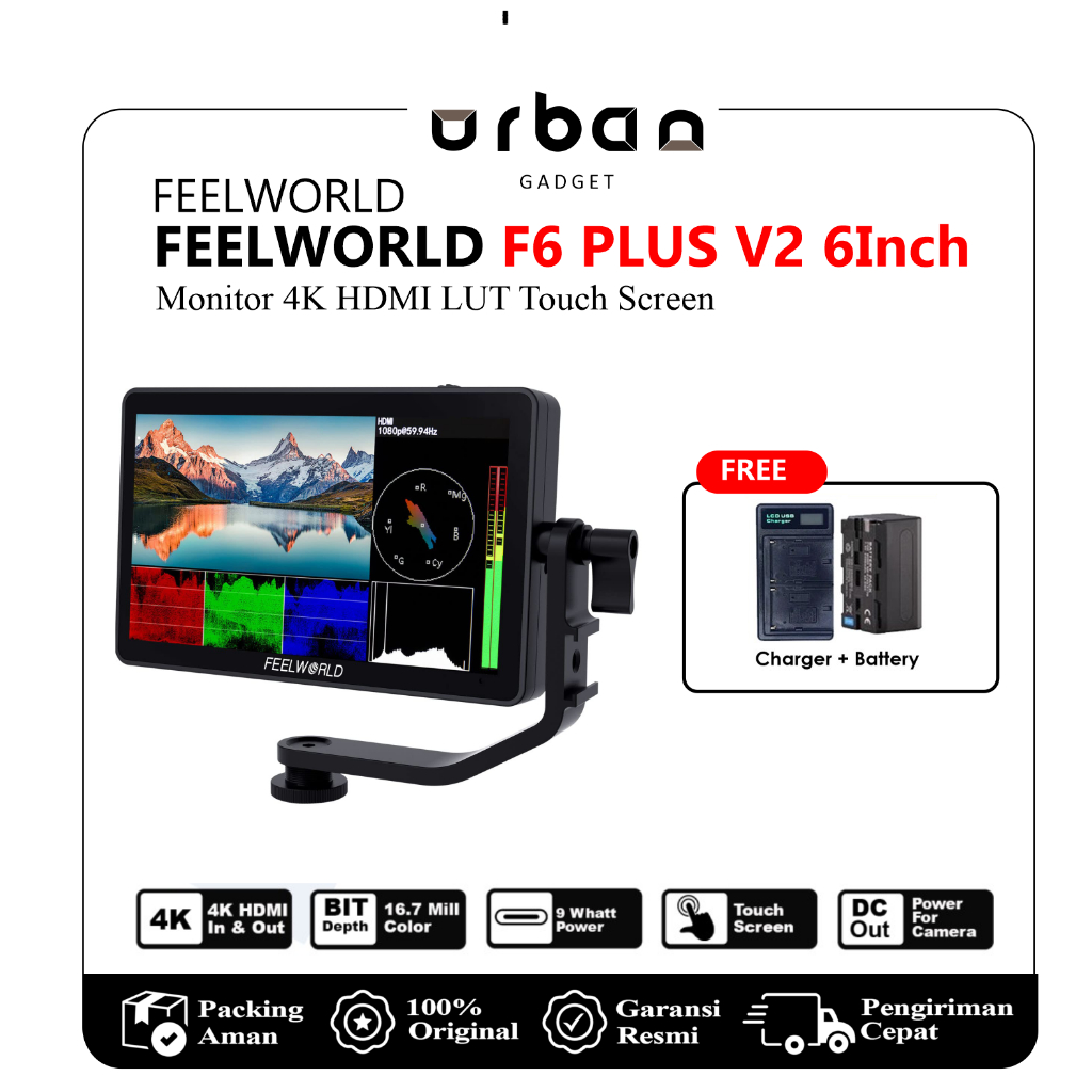 Jual FEELWORLD F6 PLUS V2 6 Inch Monitor 4K HDMI LUT Touch Screen ...