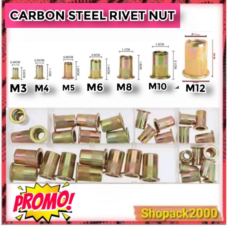 Jual Rivet Nut Rivnut Flat Nut M3 M4 M5 M6 M8 M10 M12 | Shopee Indonesia