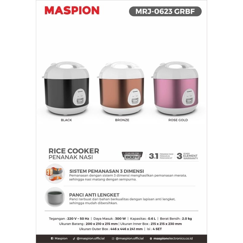 Jual Maspion Mcom MRJ 0623 GRBF 0.6 Liter | Shopee Indonesia