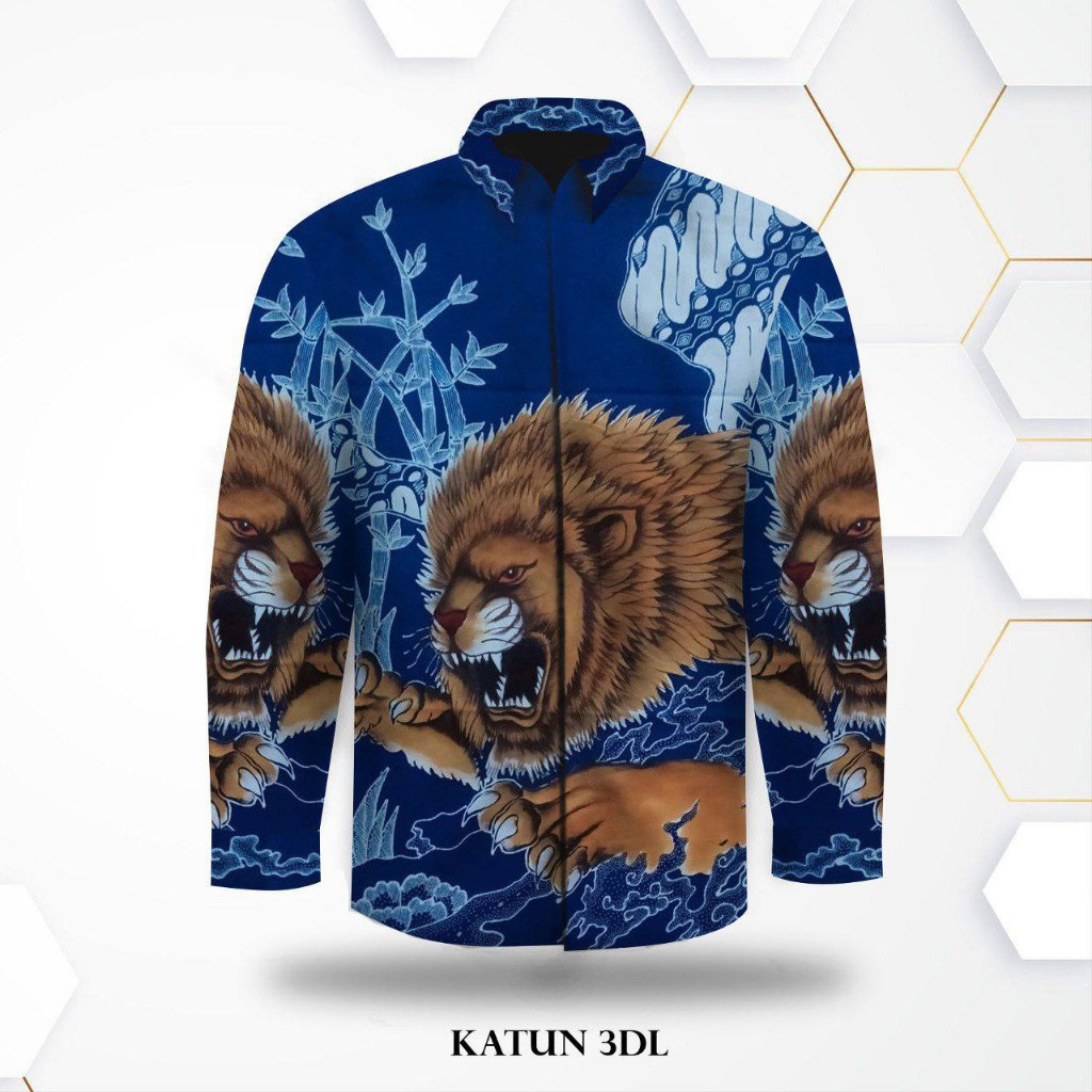 Jual Kain batik tulis katun 3D motif macan lukis pola kemeja premium ...