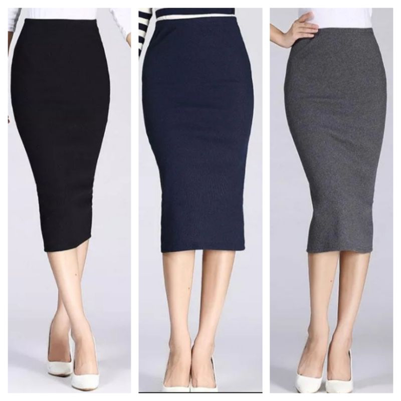 Jual ROK SPAN 3/4 BELAH BELAKANG,ROK KERJA HITAM,ROK KANTOR 3/4 ...