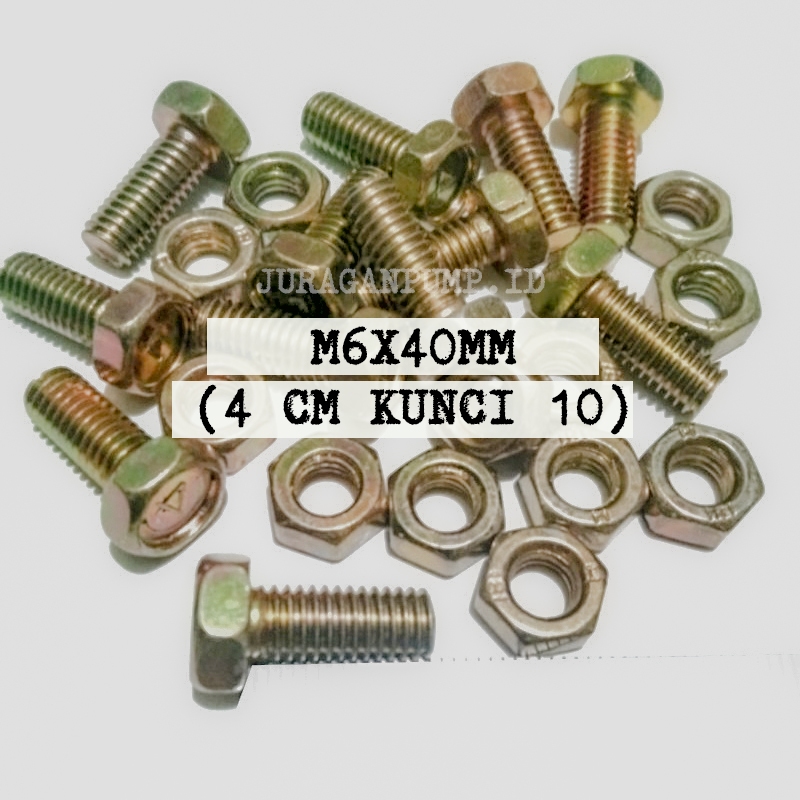 Jual MUR DAN BAUT KUNING HEX BMK M6 X 40 MM (KUNCI 10) 4CM | Shopee ...