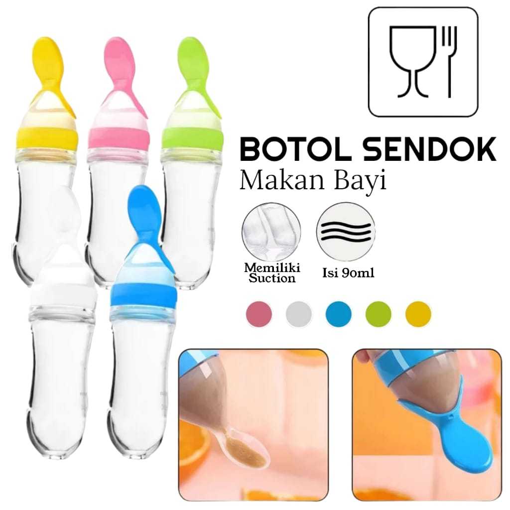 Jual Botol Dot Silikon [Packing Plastik Satuan ] Sendok Makan Bayi Spoon Feeder Botol Sendok ...