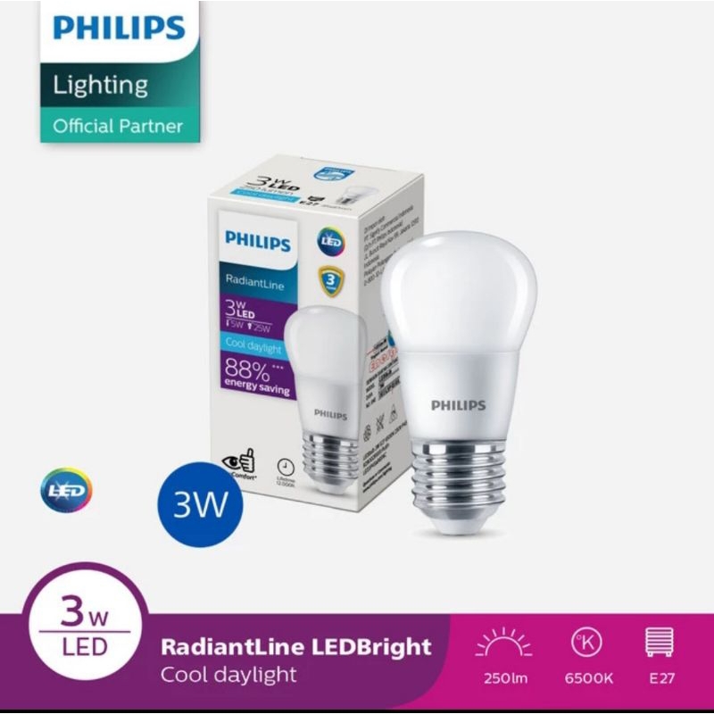 Jual LAMPU LED BULB PHILIPS 3W RADIANTLINE BOHLAM MINI E27 6500K 3000K ...