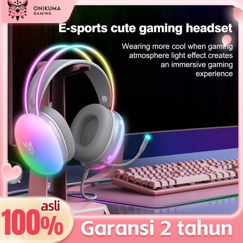 Jual Onikuma X25 RGB Headphone dengan Mic Headset Gaming Lucu dengan ...