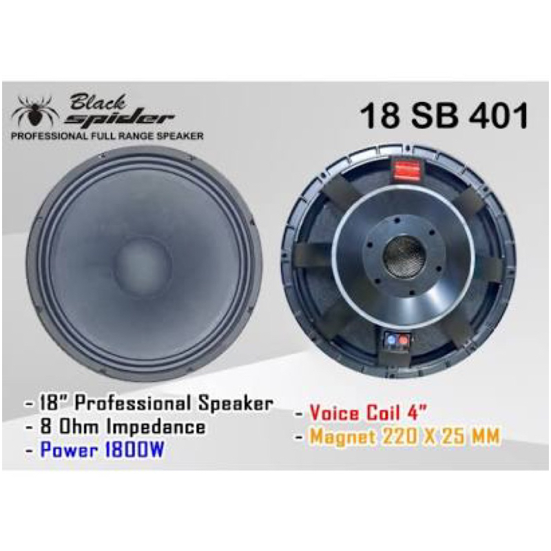 Jual Komponen Subwoofer BLACK SPIDER Speaker 18SB 401 Black spider 18 ...