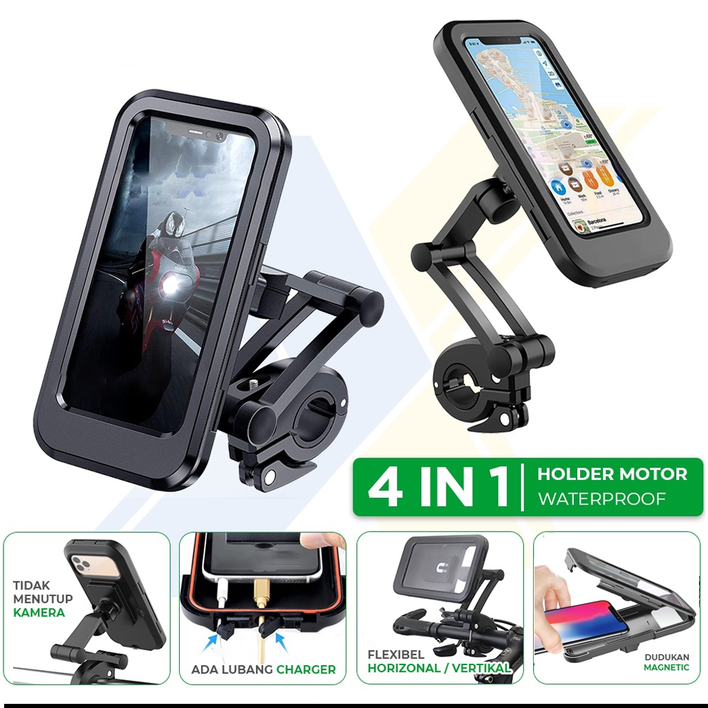 Jual （COD）stang holder motor holder stang motor waterproof 360 degree ...