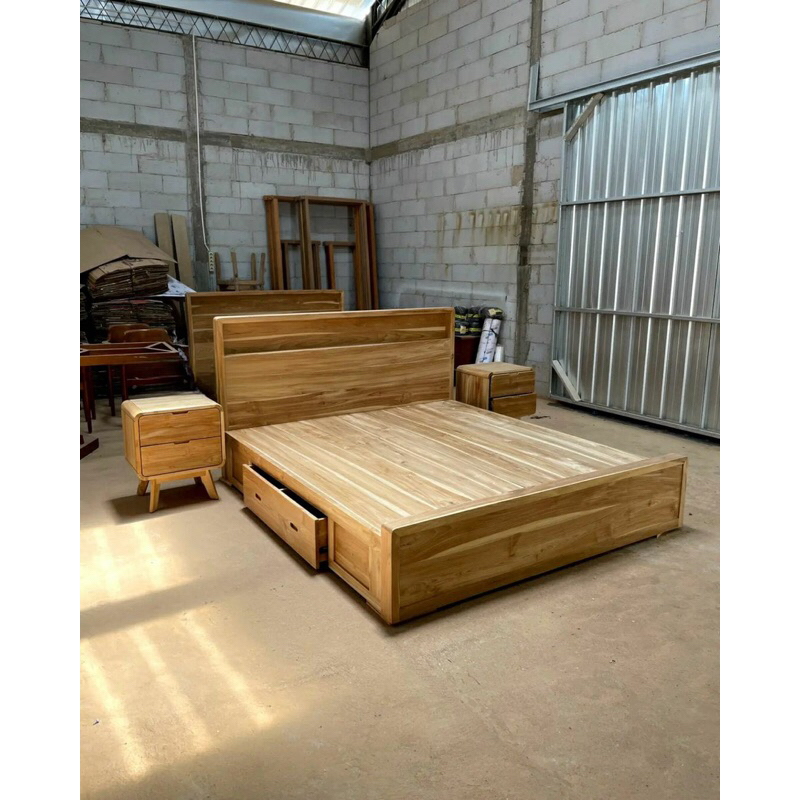 Jual Divan minimalis 180x200cm kayu jati grade A laci kiri dan kanan ...