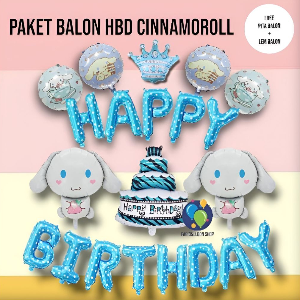 Jual Paket Balon Cinnamoroll Sanrio / Set Dekorasi Ulang Tahun Balon ...