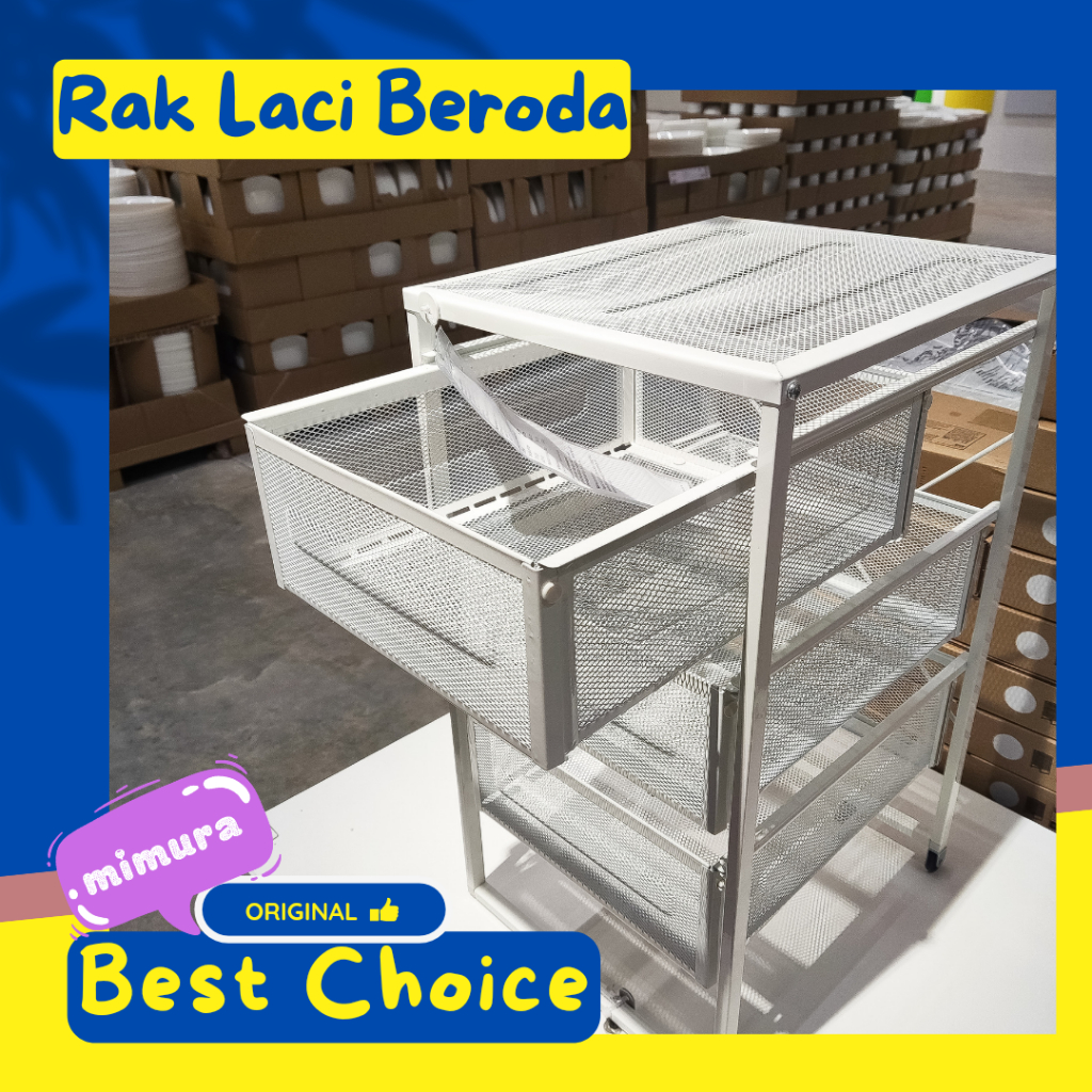Jual Rak Laci Drawer Beroda Troli 3 Susun Laci Dokumen LENART | Shopee ...