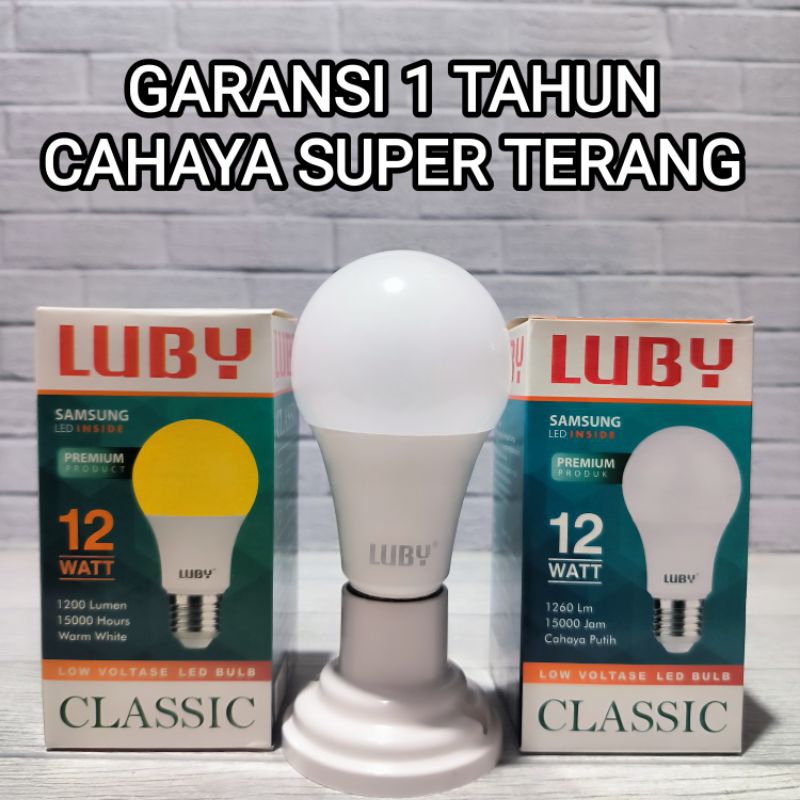 Jual LUBY CLASSIC LAMPU LED BULB 12W 12 WATT CAHAYA PUTIH / KUNING WARM WHITE 3000K / COOL ...