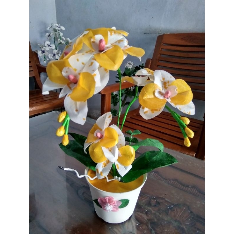 Jual bunga anggrek plastik kresek//bunga daur ulang//prakarya kerajinan ...