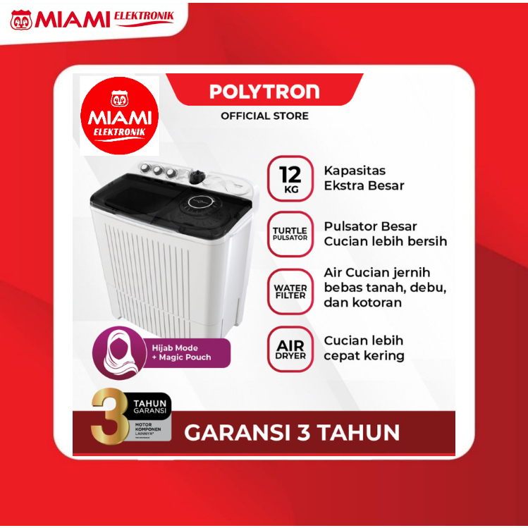Jual POLYTRON PWM1203 Primadona Giant Mesin cuci 2 tabung 12 Kg ...