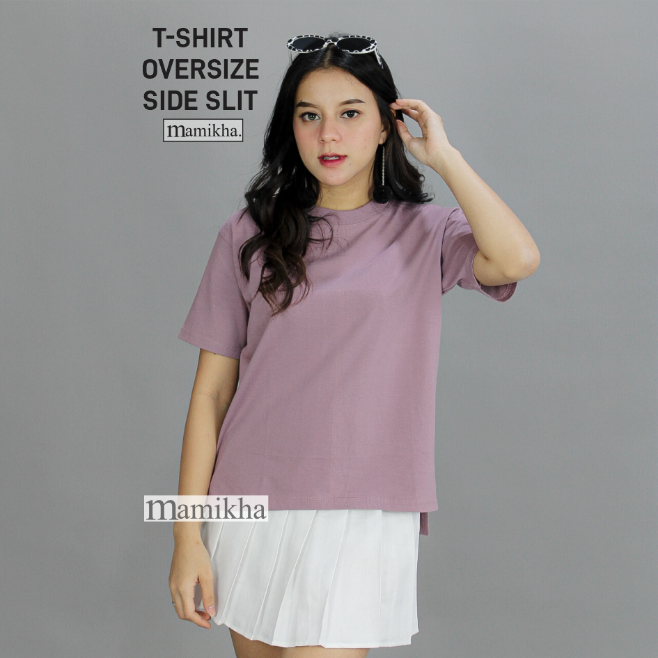 Jual T Shirt Wanita Polos Oversize Wanita Side Slit Bahan Cotton Combad 24S premium Baju Atasan ...