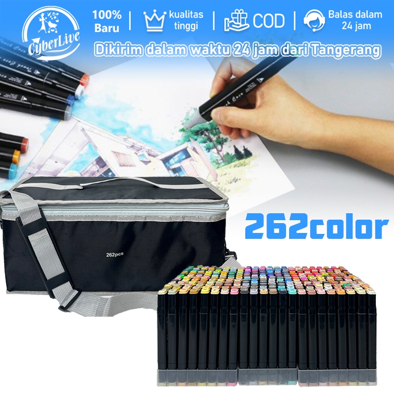Jual 262pcs Warna Dual Tip Marker Spidol Umum General Marker Set ...