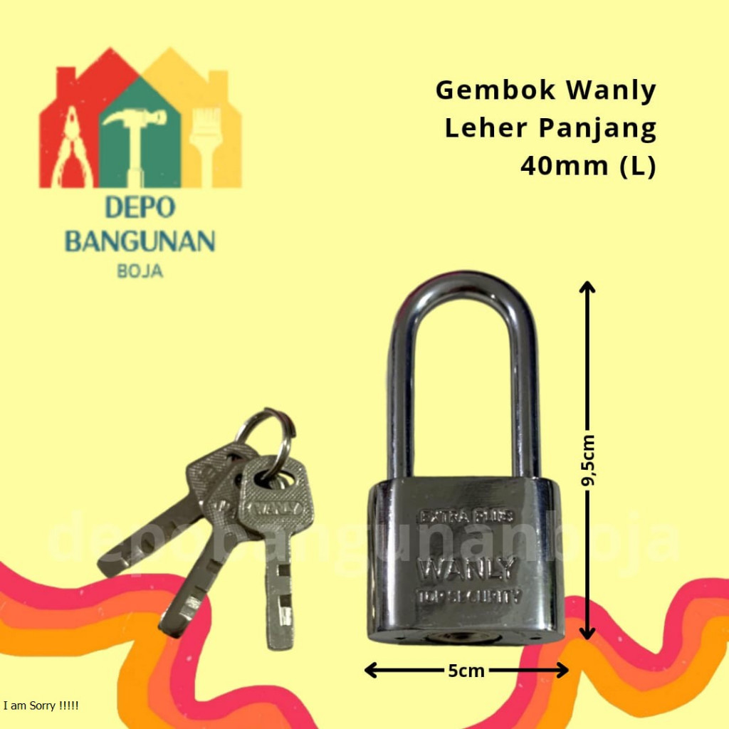 Jual (7.3) Gembok Wanly 40mm Leher Panjang / Gembok Leher Panjang ...