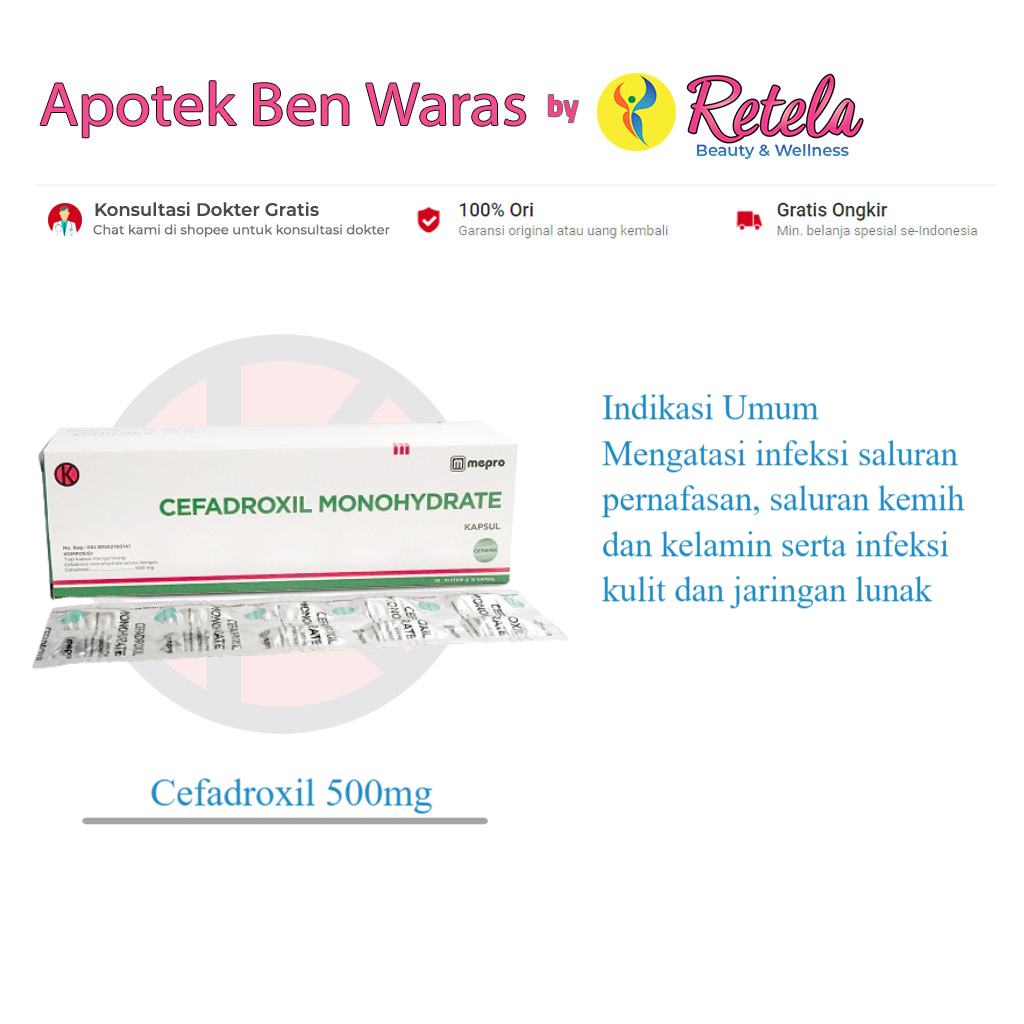 Jual Cefadroxil 500mg 1 Box 100 Capsul (Gen Mepro) / Infeksi Saluran ...