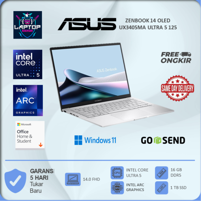 Jual ASUS ZENBOOK 14 OLED UX3405MA ULTRA 5 125 16GB 1TB W11+OHS 14.0 3K ...