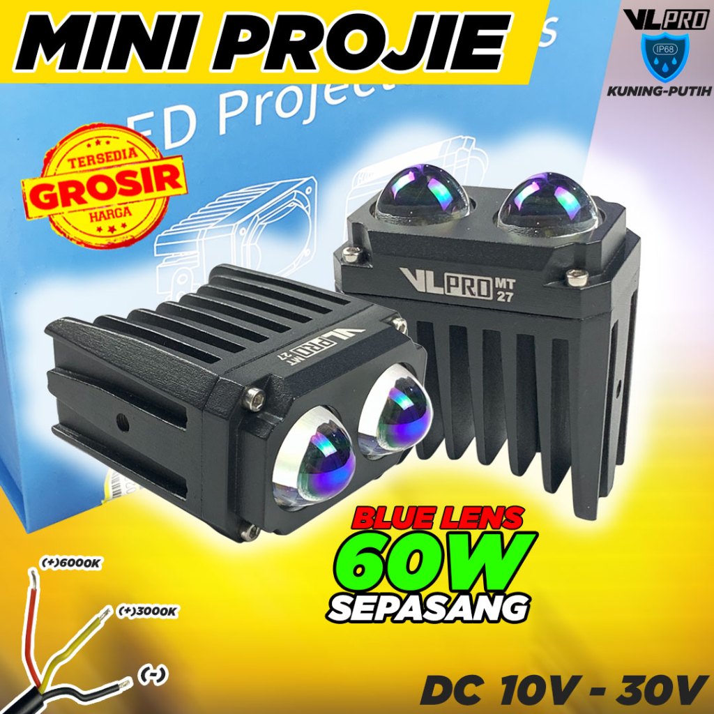 Jual Mini Projie 2 Mata Bluelens Bi-LED Original VLPRO MT27 Laser Gun ...