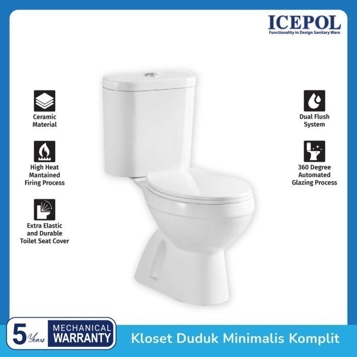 Jual CLOSET DUDUK TWO PIECE ICEPOL IC-693 WHITE | Shopee Indonesia