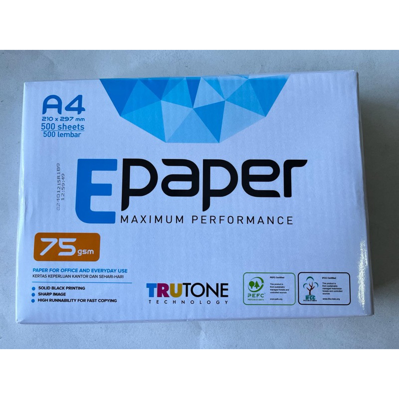 Jual [1 RIM 500 L] KERTAS A4 Epaper 75 GRAM , KERTAS HVS Epaper A4 ...